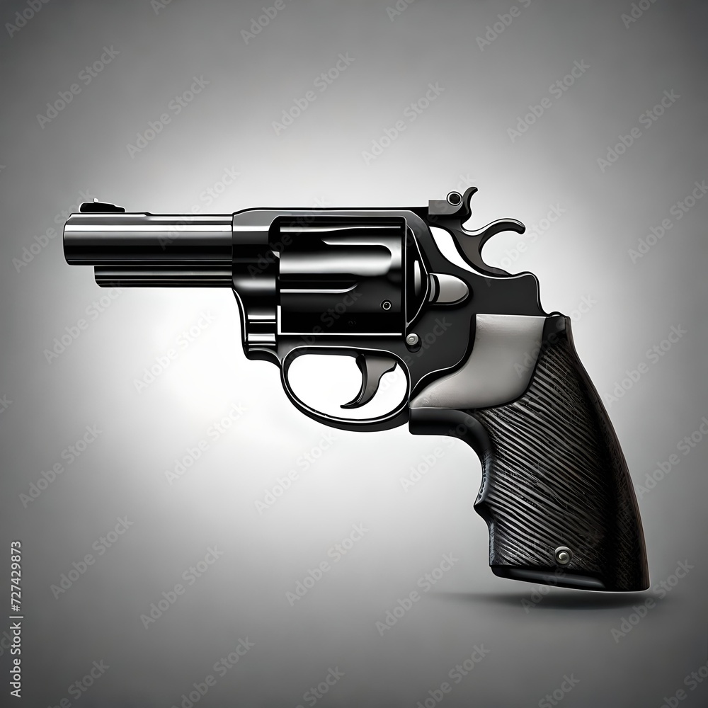Generic black revolver gun png, isolated on white or transparent ...