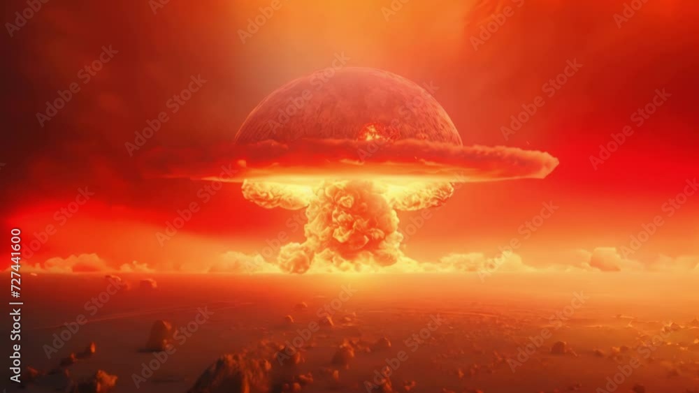 a mushroom cloud created by a nuclear fire in a nuclear explosion on a ...
