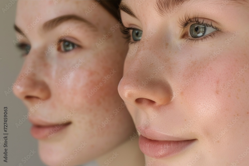 Rosacea couperose redness skin treatment, before and after result of ...