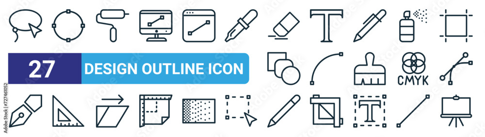 set of 27 outline web design outline icon icons such as lasso tool ...