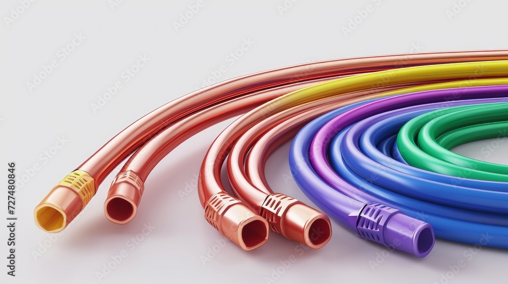 Copper cable. Realistic electrical multicore wire with colored ...