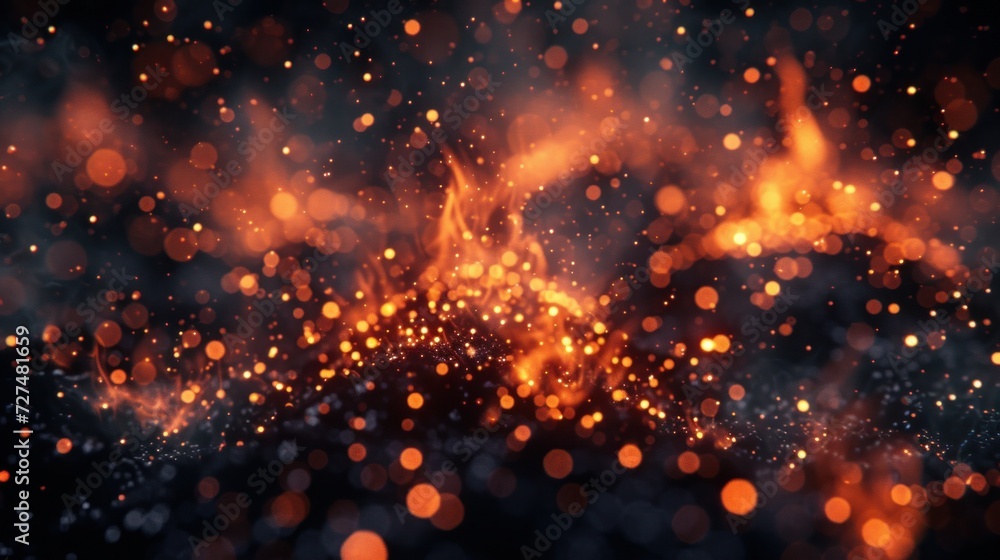 Fire embers particles over black background. Fire sparks background ...