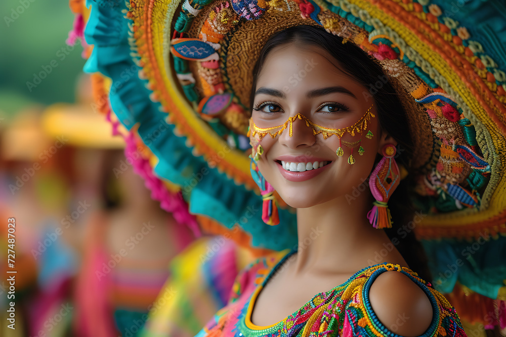 A vibrant image captures the essence of cultural celebration as a girl ...