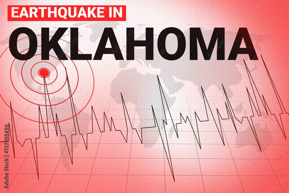 Earthquake in Oklahoma news background with red alert color and point ...