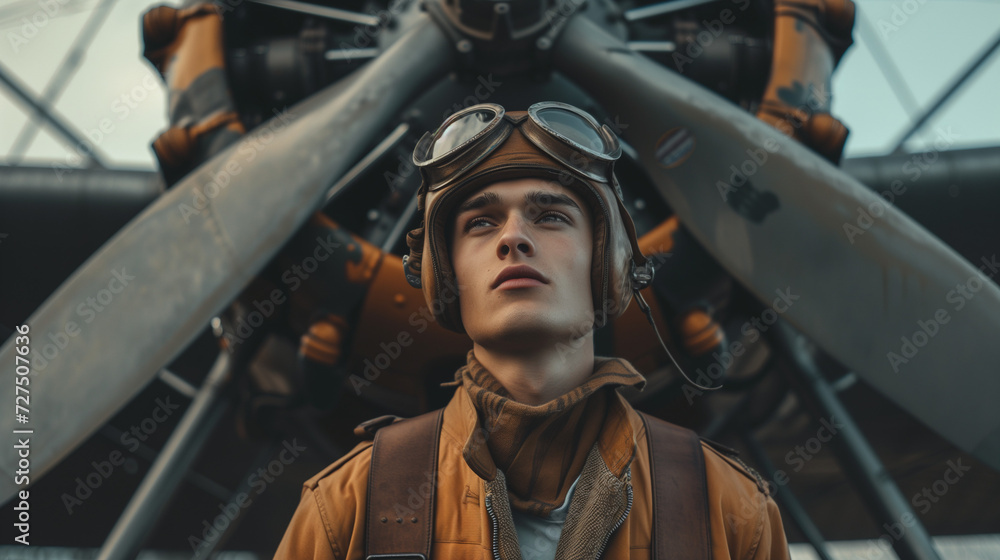 1930s Aviator Style with Propeller Plane Stock Photo | Adobe Stock