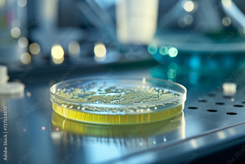 In the soft glow of the laboratory, colonies of bacteria flourish on ...