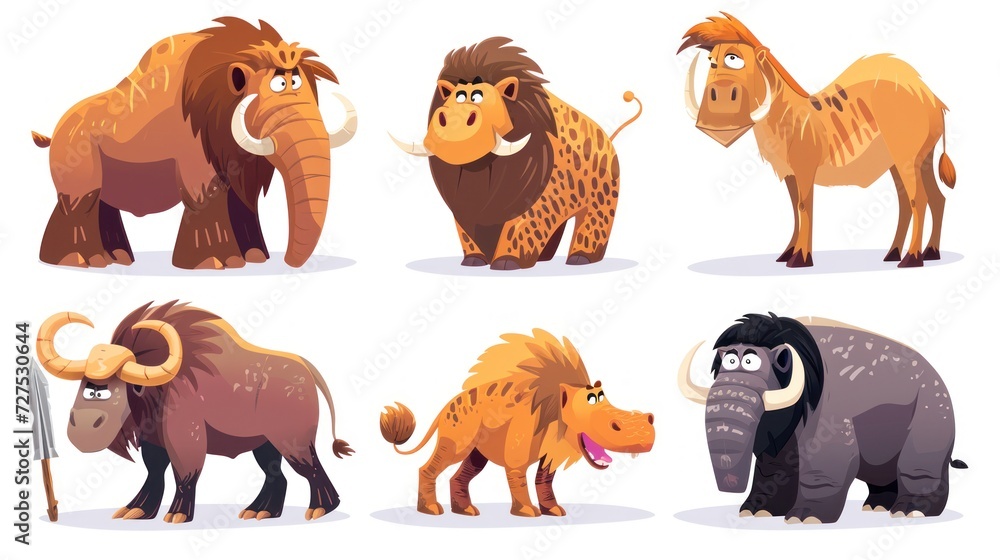 Vector illustration of prehistoric animals cartoon on white background ...