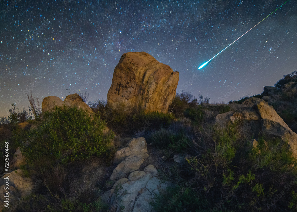 Bolide Meteorite, Intense Streak, Long Exposure, Meteor Tail ...