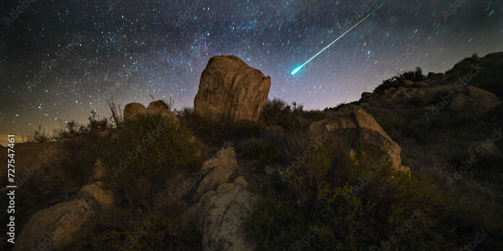 Bolide Meteorite, Intense Streak, Long Exposure, Meteor Tail ...