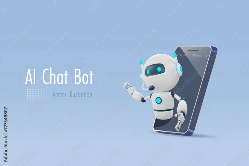 AI chat robot communicate with user on smartphone screen. Artificial ...