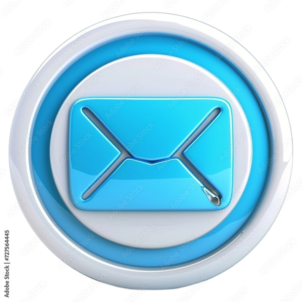 Sleek email icon in blue with a transparent background, exuding a ...