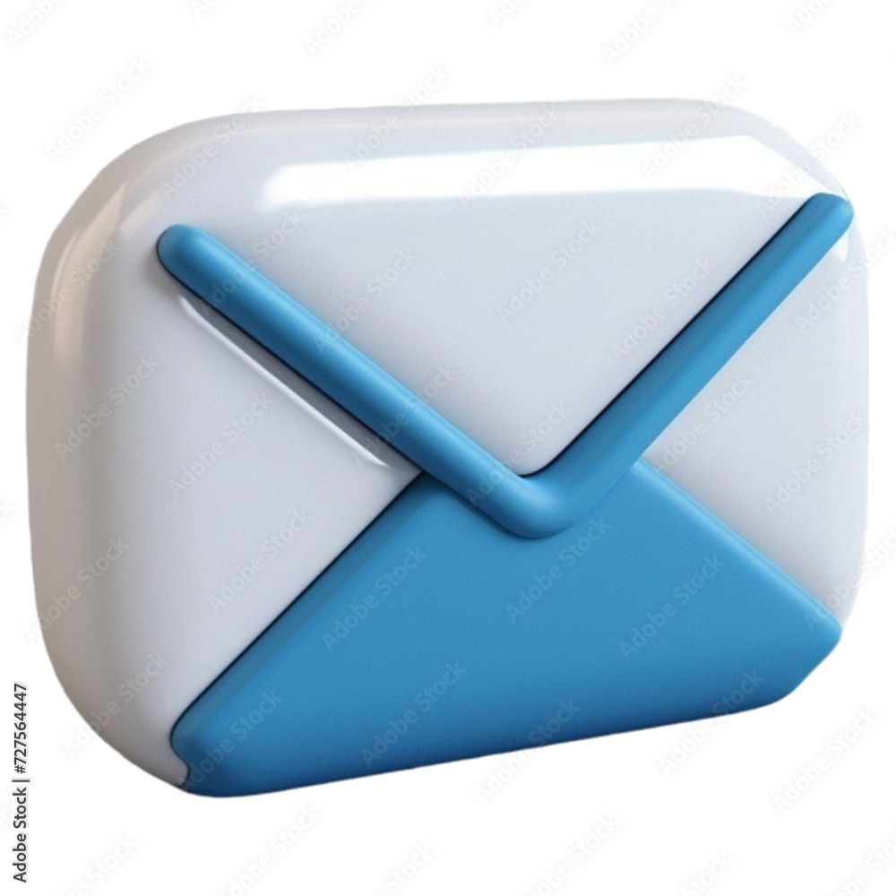 Sleek email icon in blue with a transparent background, exuding a ...