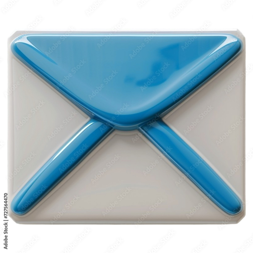 Sleek email icon in blue with a transparent background, exuding a ...