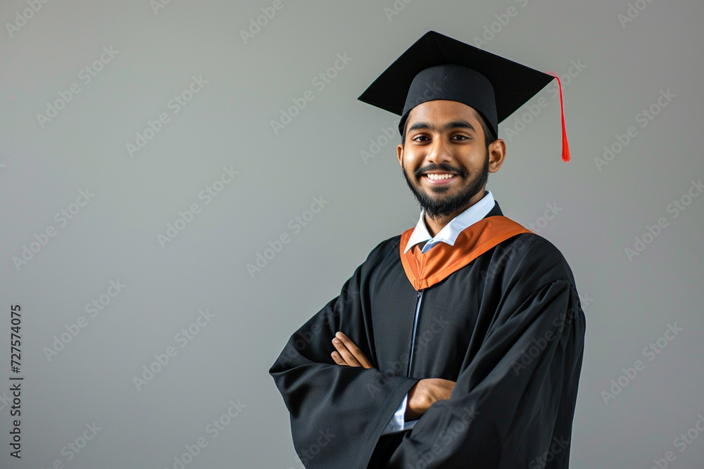a male indian graduation student wearing graduation gown Stock Photo ...