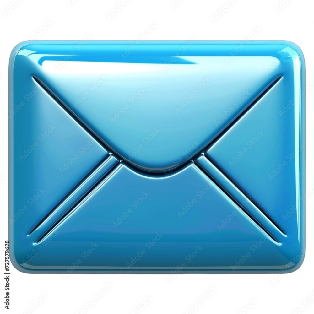 "Sleek email icon in blue with a transparent background, exuding a ...