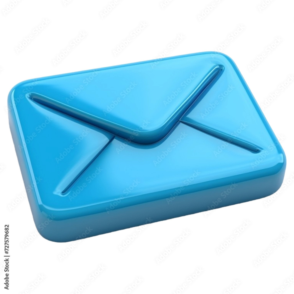 "Sleek email icon in blue with a transparent background, exuding a ...