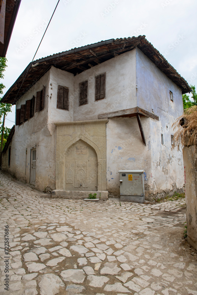 Traditional ottoman house in Safranbolu.historical stone stairs and old ...