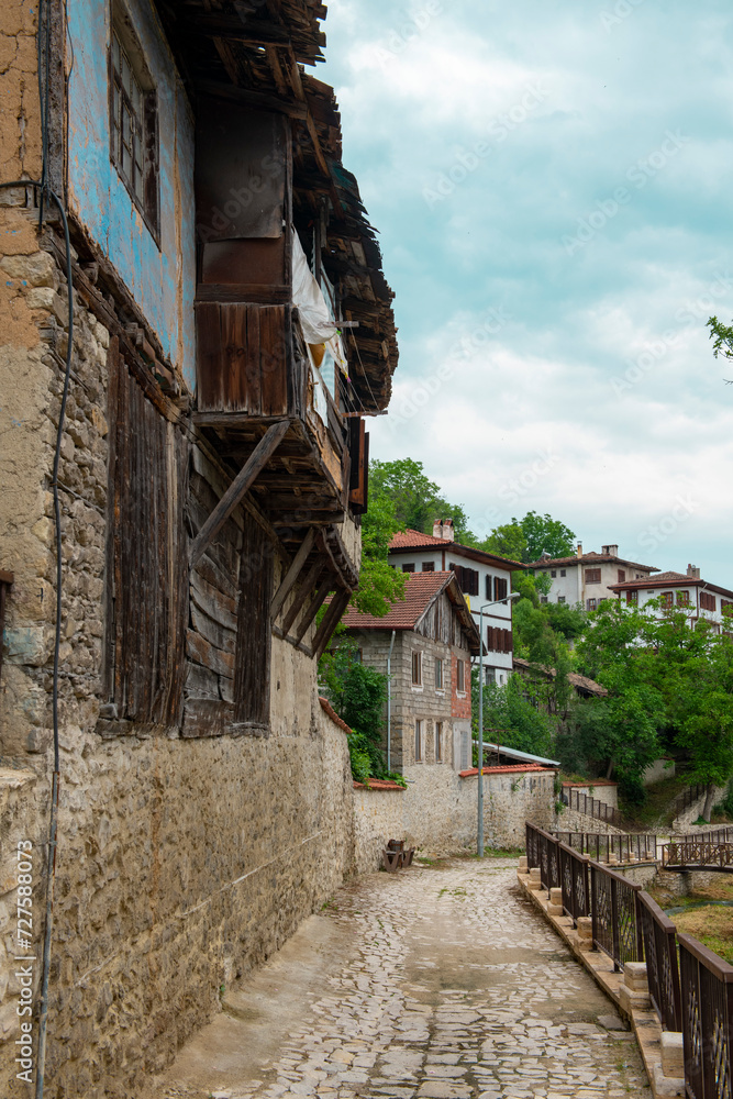 Traditional ottoman house in Safranbolu.historical stone stairs and old ...