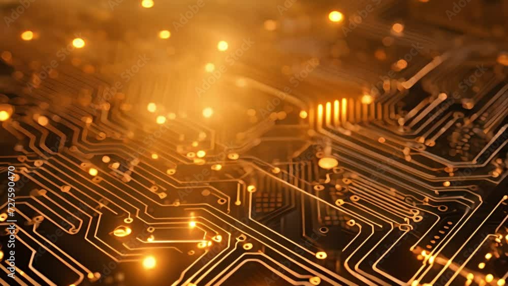 Digital Data moving on Circuit Board and CPU loop backgrounds. Computer Processing and ...