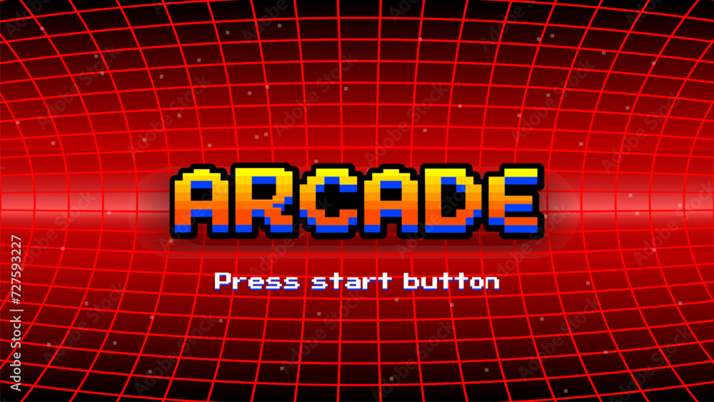 ARCADE PRESS START BUTTON.pixel art .8 bit game.retro game. for game ...
