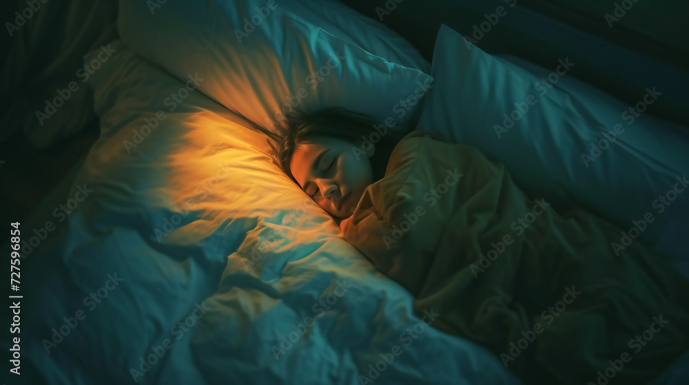 The woman curled up in bed, surrounded by darkness, her mind consumed ...