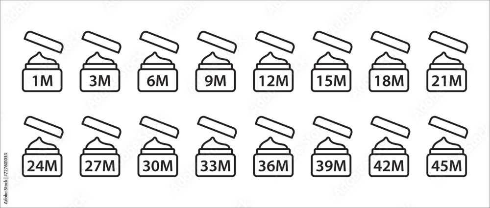 Period after opening icon set. Period after opened symbols expiration ...