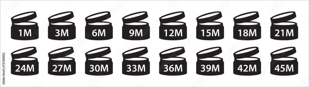 Period after opening icon set. Period after opened symbols expiration ...