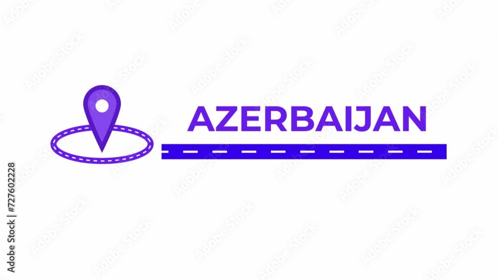 Azerbaijan name with location icon animation. Alpha matte with ...