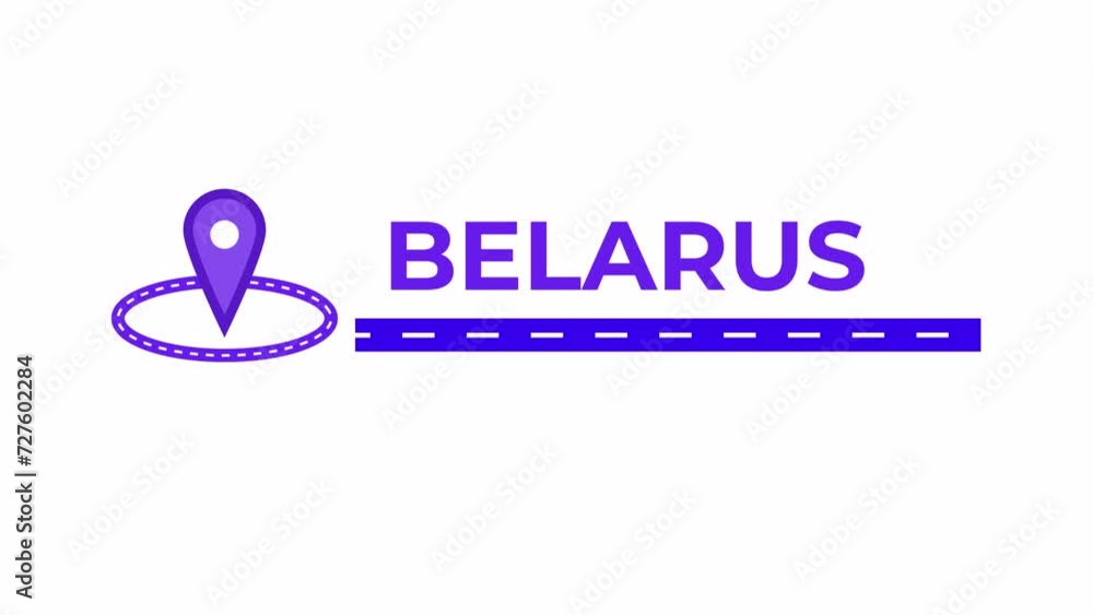 Belarus name with location icon animation. Alpha matte with transparent ...