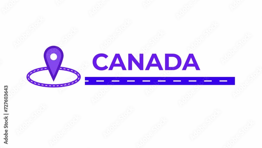 Canada name with location icon animation. Alpha matte with transparent ...