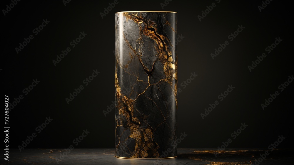 A cylindrical black granite podium, sleek yet imposing, garners ...