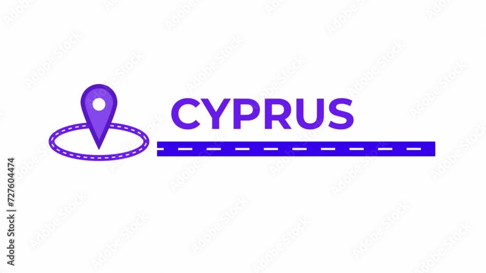 Cyprus name with location icon animation. Alpha matte with transparent ...