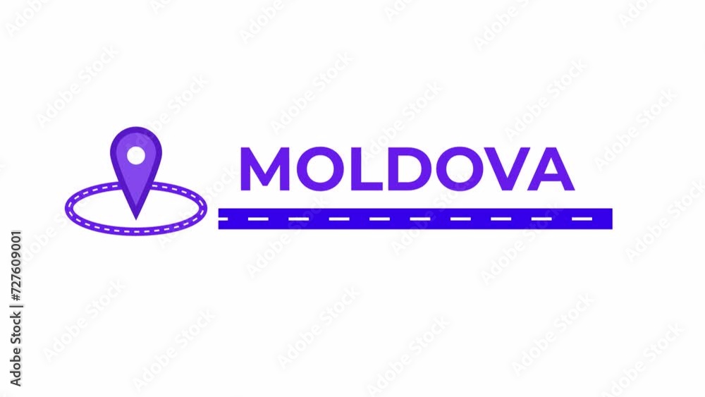 Moldova name with location icon animation. Alpha matte with transparent ...