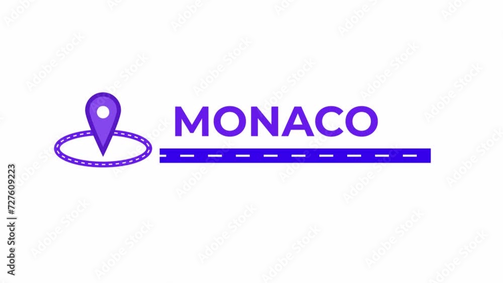 Vidéo Stock Monaco name with location icon animation. Alpha matte with ...
