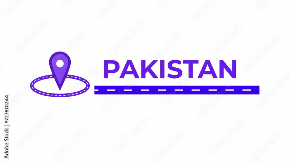 Pakistan name with location icon animation. Alpha matte with ...