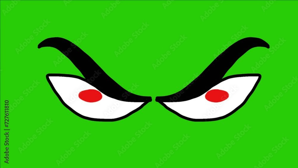 Green screen cartoon animation of angry eyes. Perfect for advertising ...