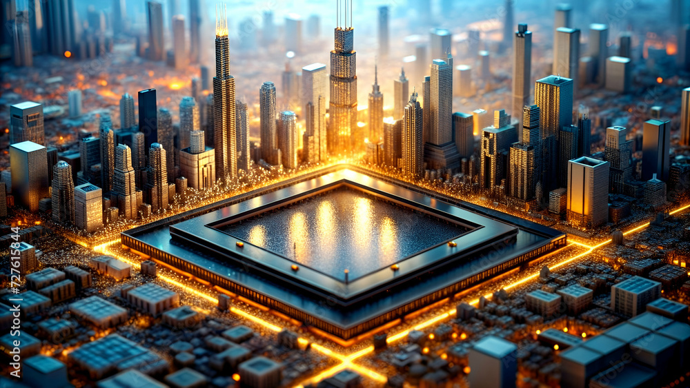 Layered like a futuristic cityscape, a microchip reveals its hidden ...