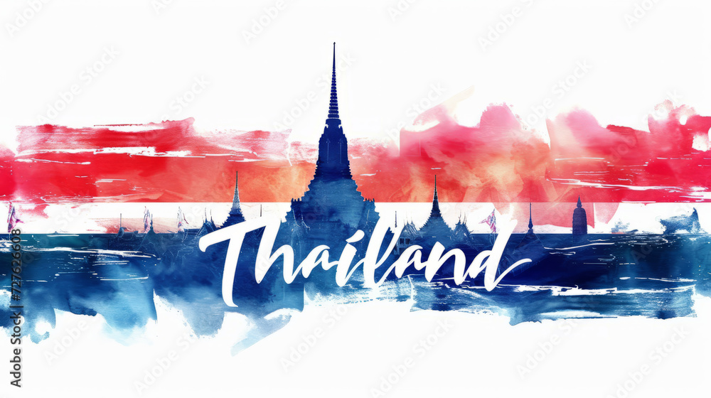 Travel to Thailand country illustration background with a mix of Thai ...