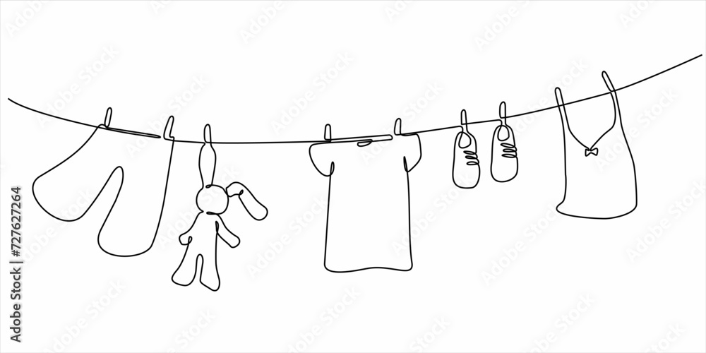 continuous line drawing of clothing vector illustration Stock Vector ...