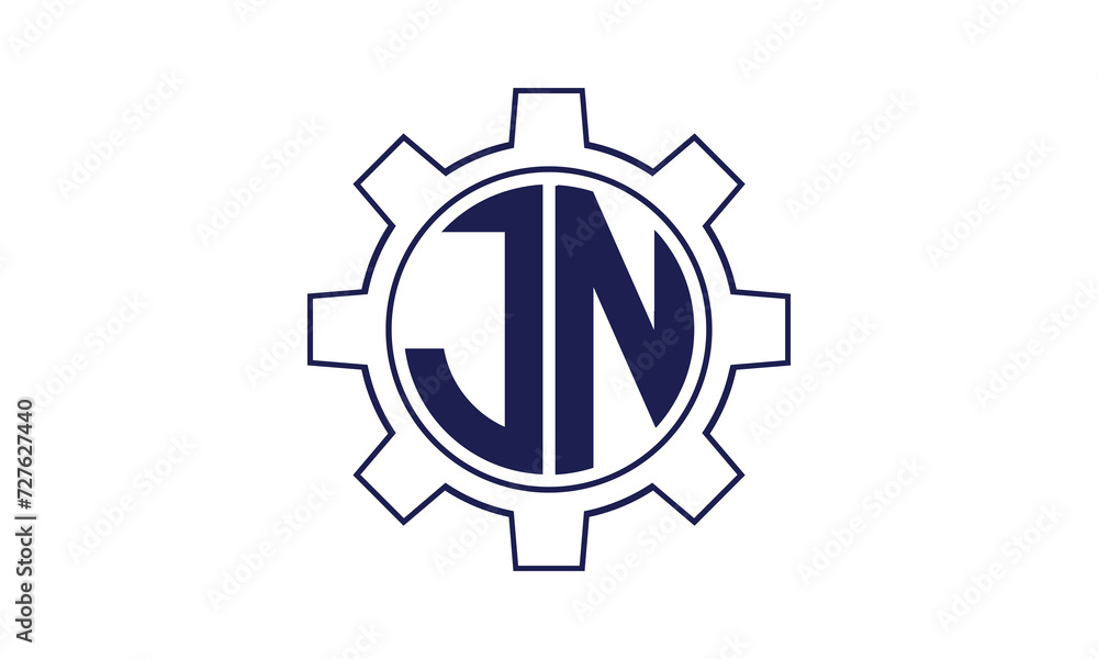 JN initial letter mechanical circle logo design vector template ...