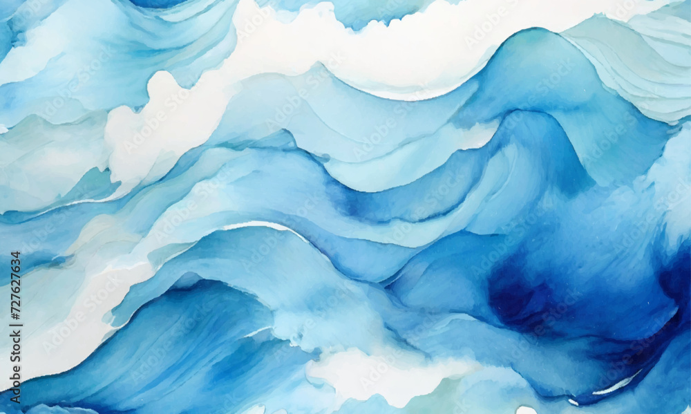 Vector ocean watercolor soft blue and white wavey curve line background ...