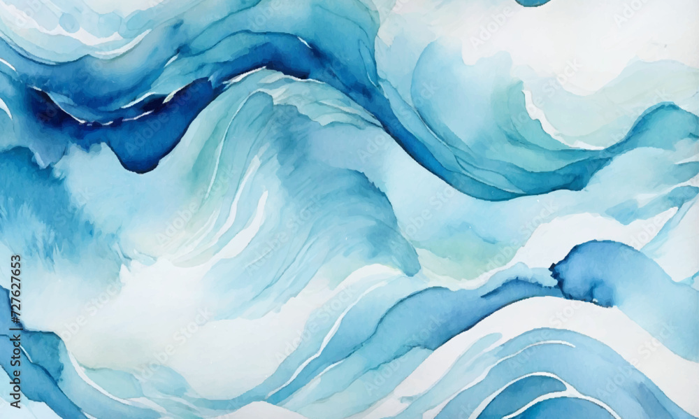 Vector ocean watercolor soft blue and white wavey curve line background ...