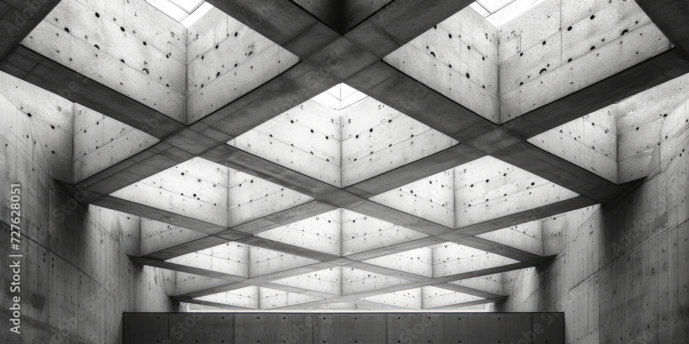 Cement panel ceiling square block pattern Lighting Architecture details ...