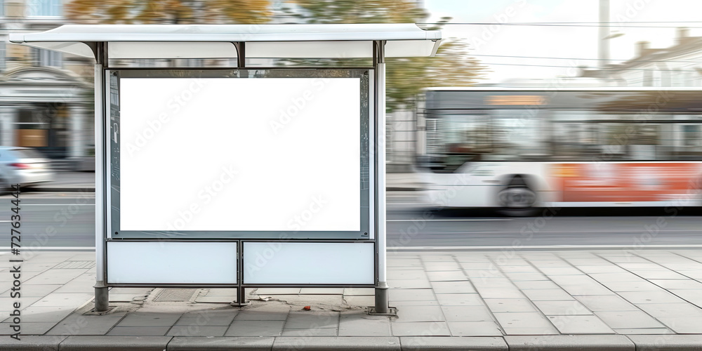 empty blackboard advertising on a bus stop,for advertising mockups and ...