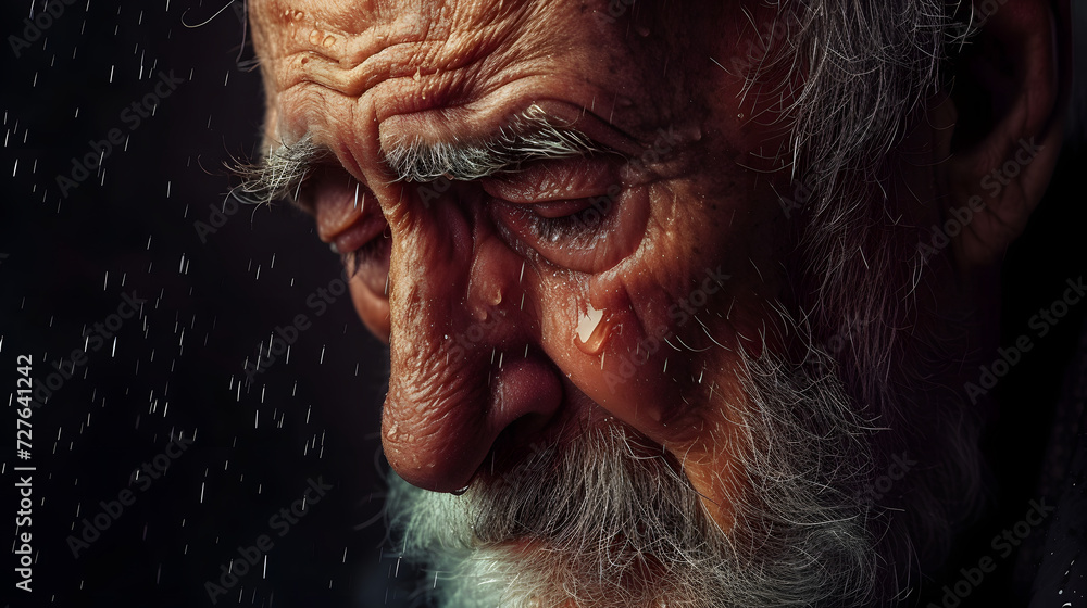 portrait of crying grandfather, crying old man, sad old man Stock ...
