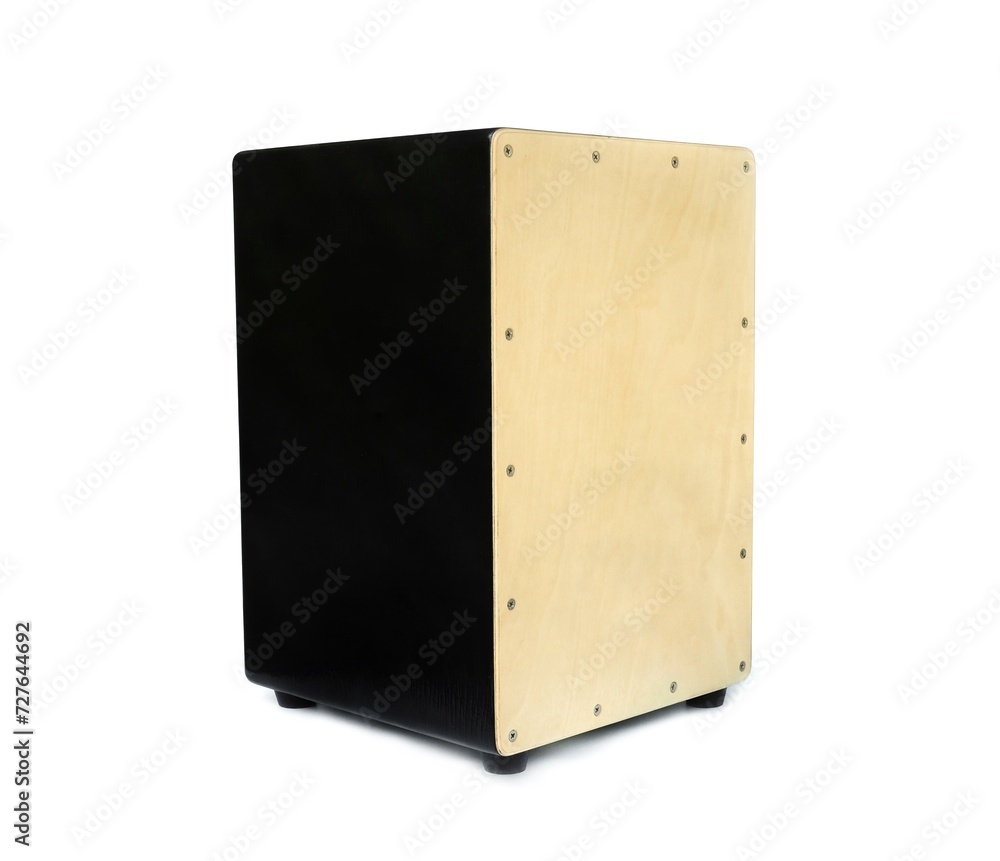Cajon drum, black rectangular box, wood pattern, is a type of musical ...