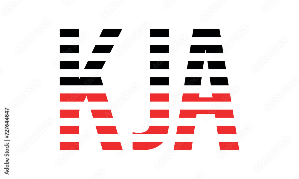 KJA three initial letter iconic line negative space minimal logo design ...