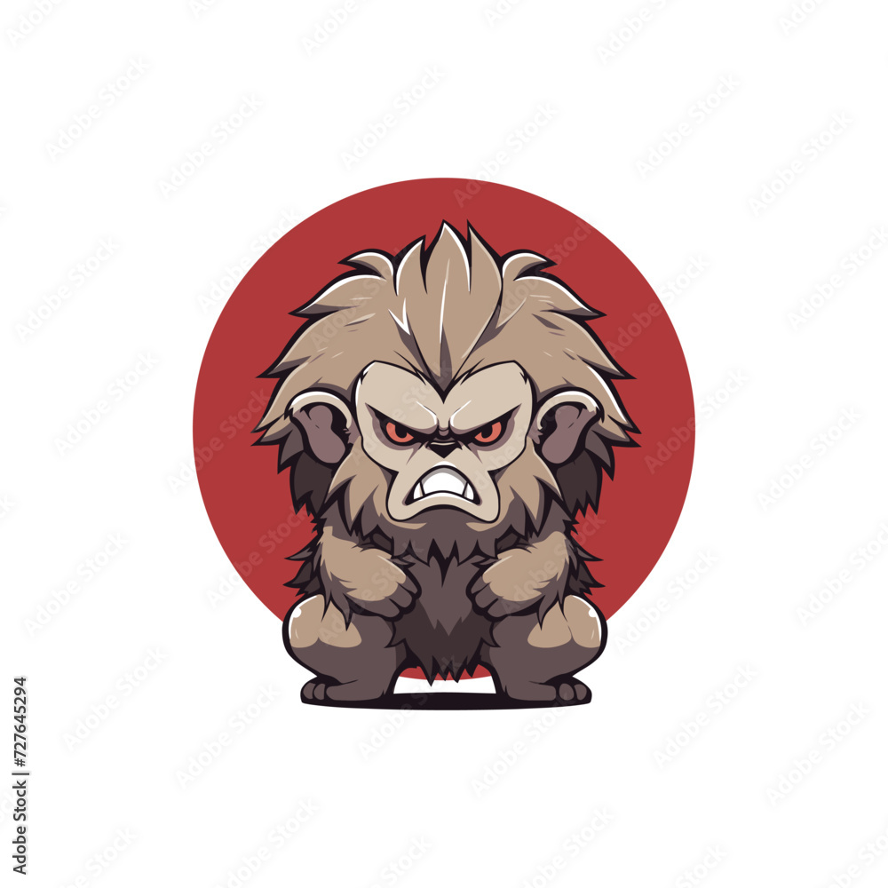 angry baboon animal chibi cartoon style isolated plain background ...