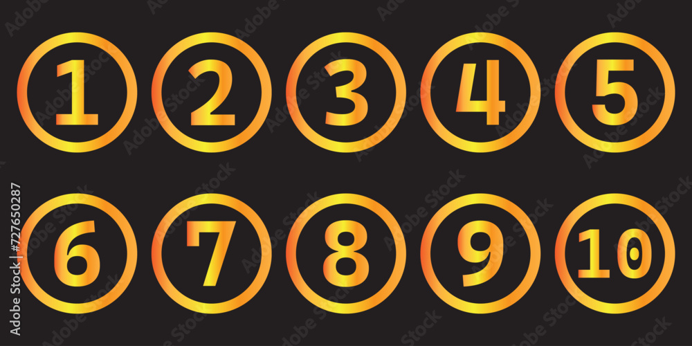 Gold numbers with endings made of golden ribbons isolated on ...