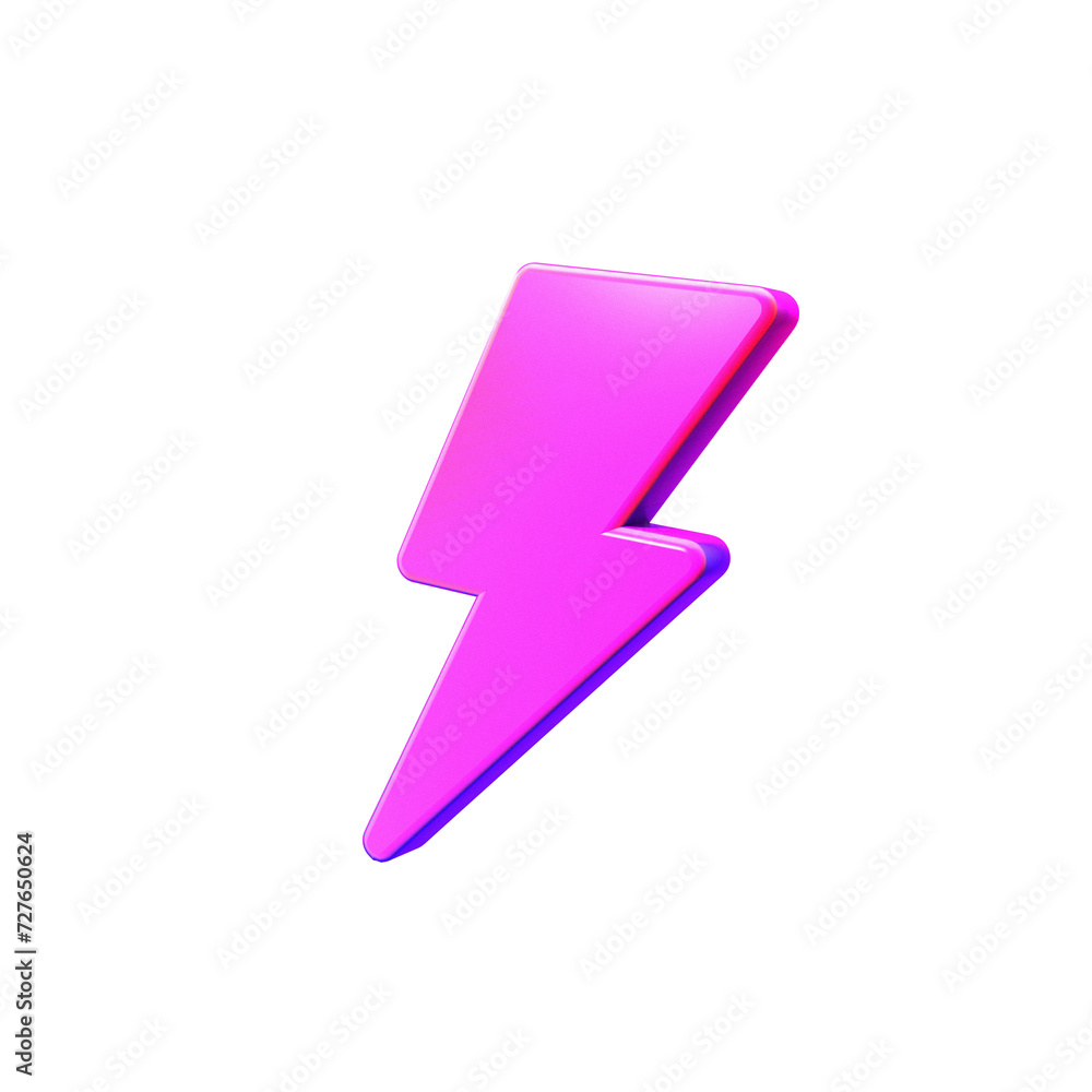 pink lightning bolt icon object on transparent background Stock ...